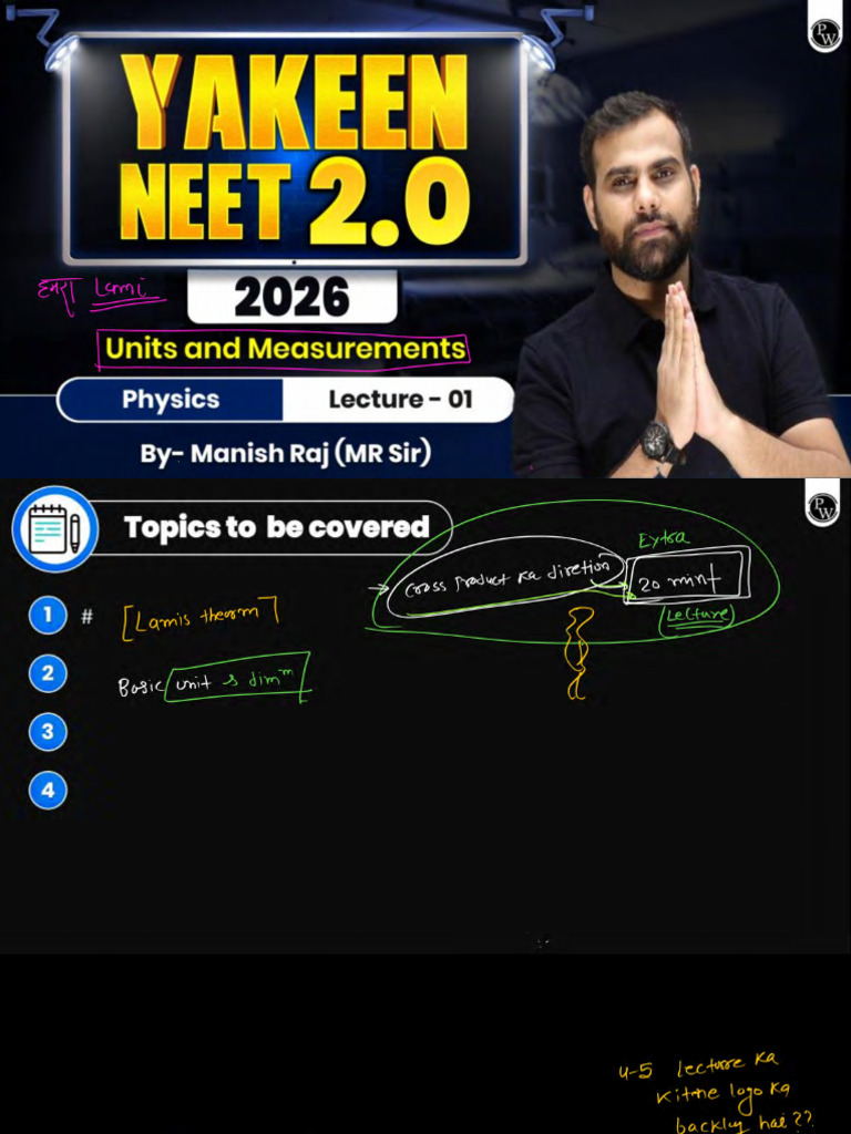 Units and Measurements 01 - Class Notes - Physics by Manish Raj Sir | PDF