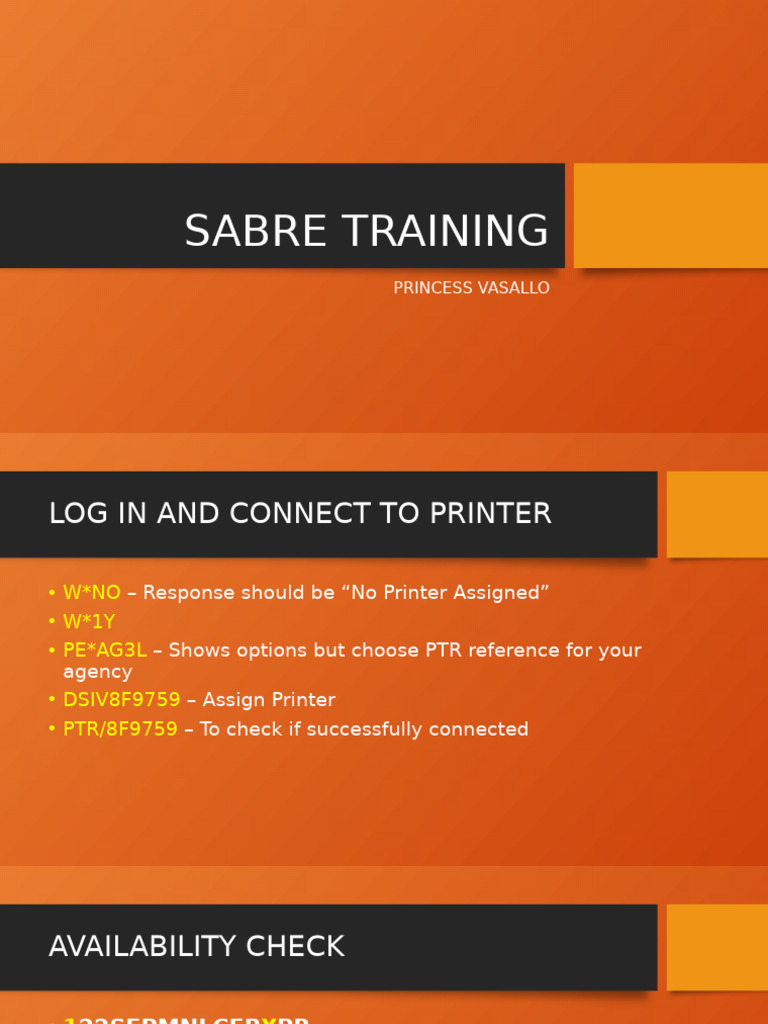 Sabre Training Manual Overview | PDF