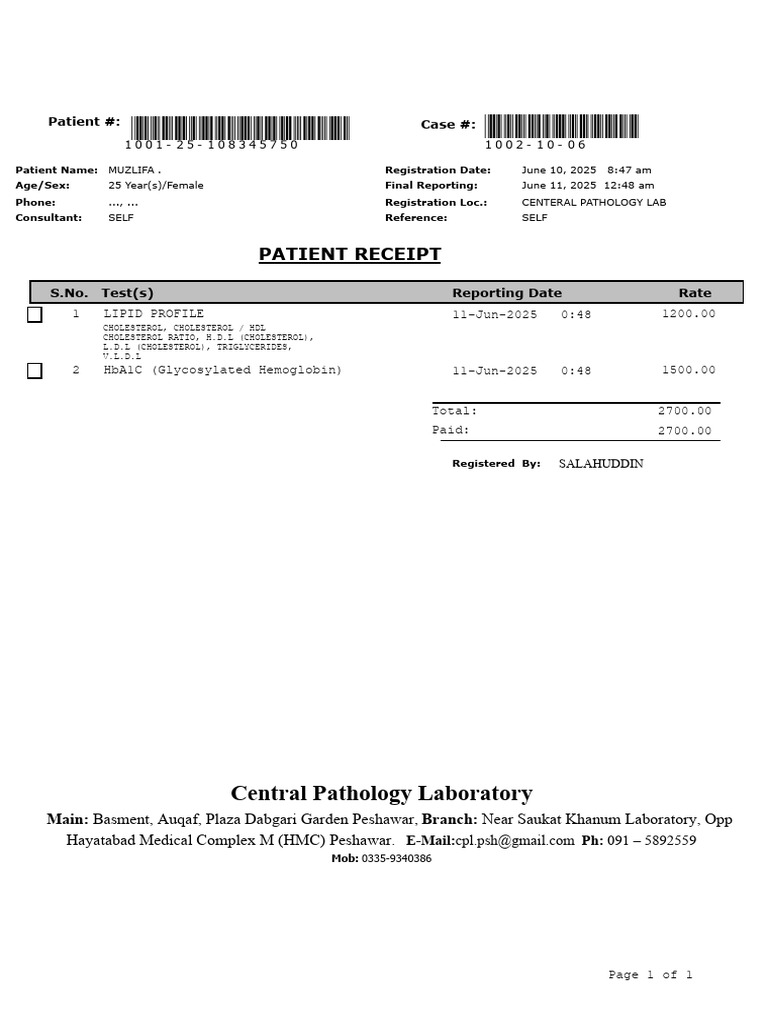 Central Pathology Lab Report Summary | PDF