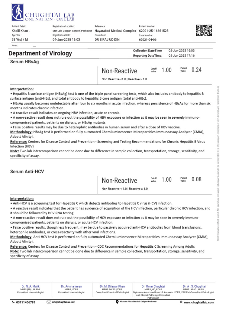 Hepatitis and Blood Test Results Report | PDF | Coagulation | Medical ...