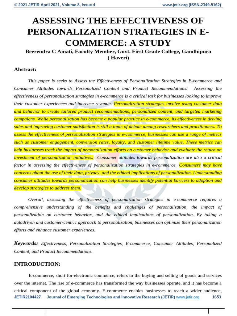 Personalisation Strategies in Ecommerce | PDF | Online Shopping | E ...