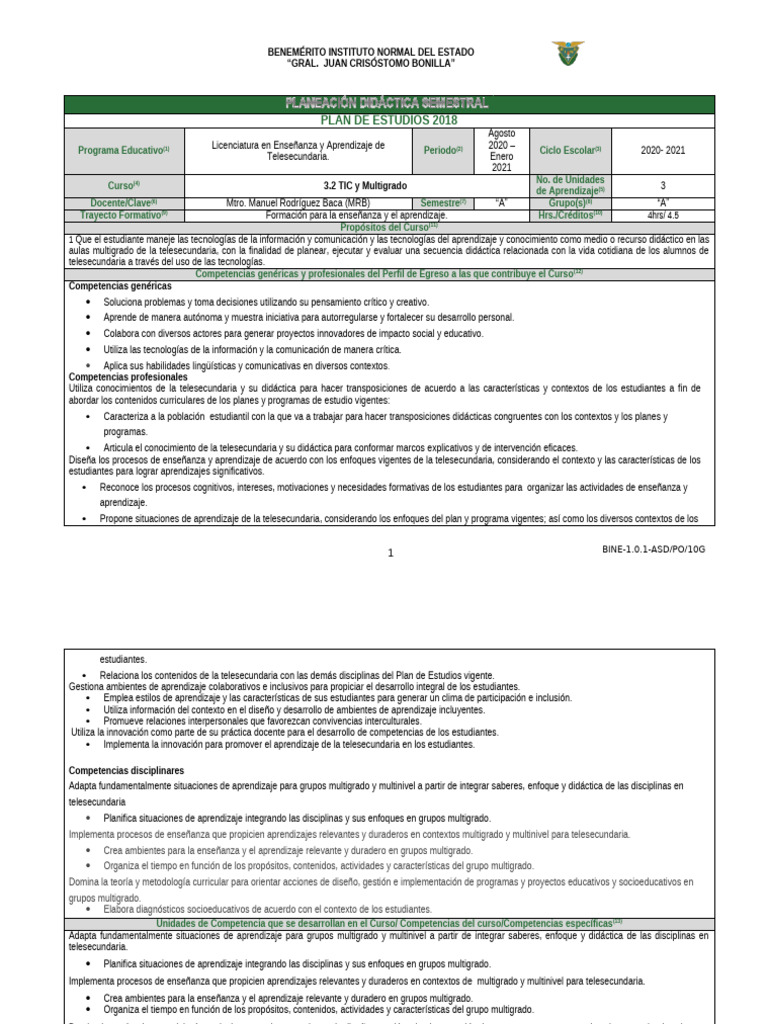 3.4 TIC y Multigrado PLANEACIÓN 2018 | PDF | Enseñando | Maestros