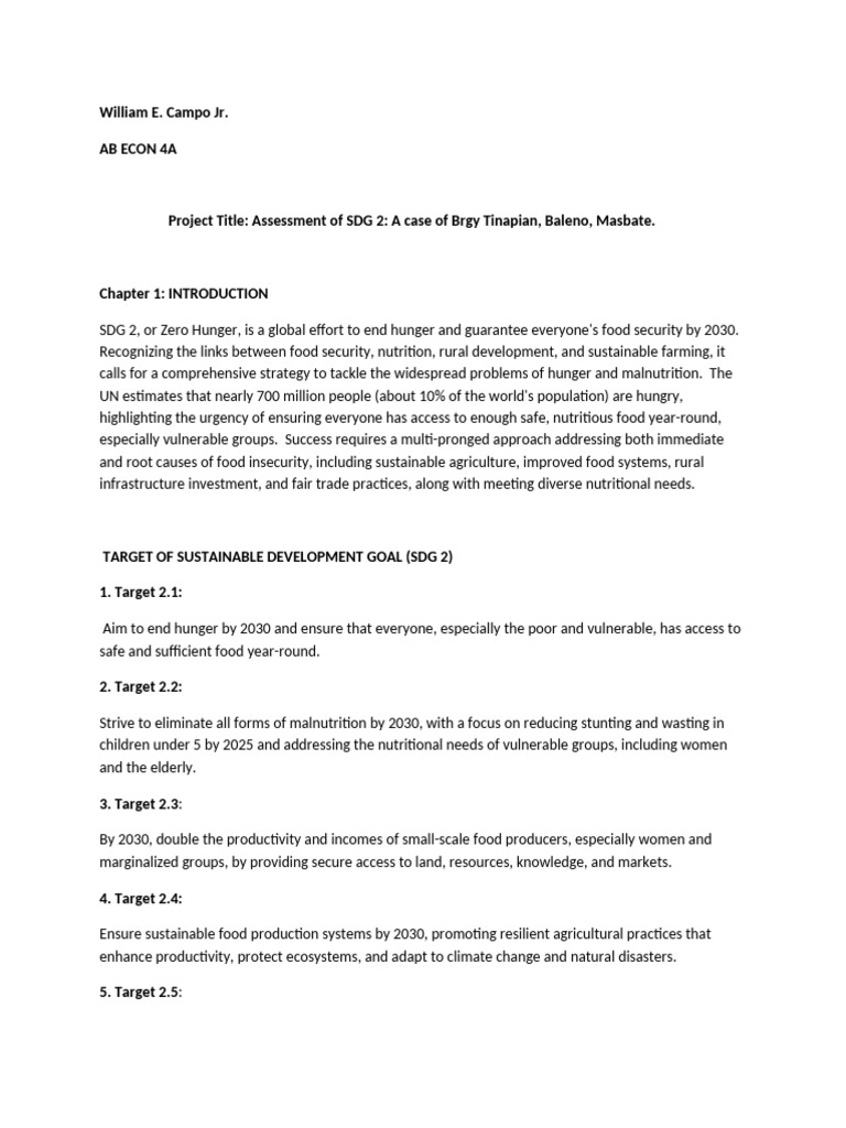 William E. Camp Case Study SDG 2 | PDF | Food Security | Agriculture