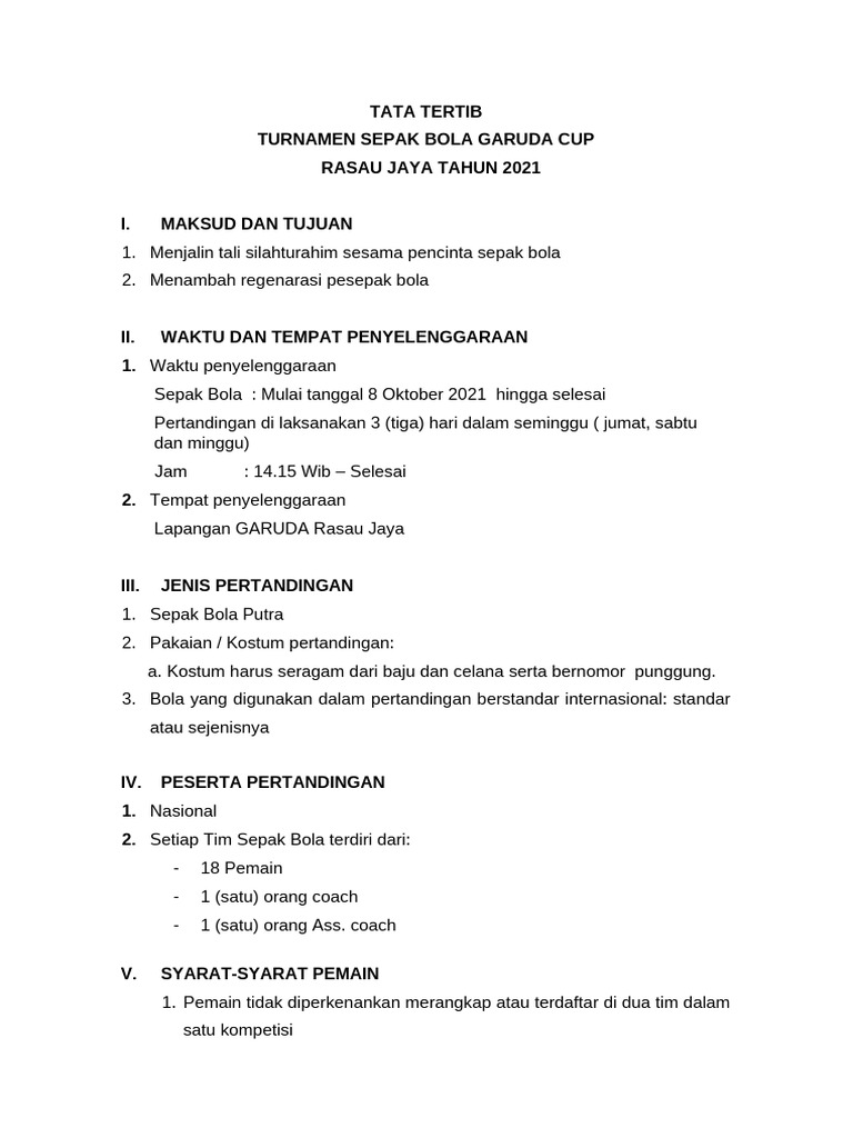 Tata Tertib Garuda Cup | PDF