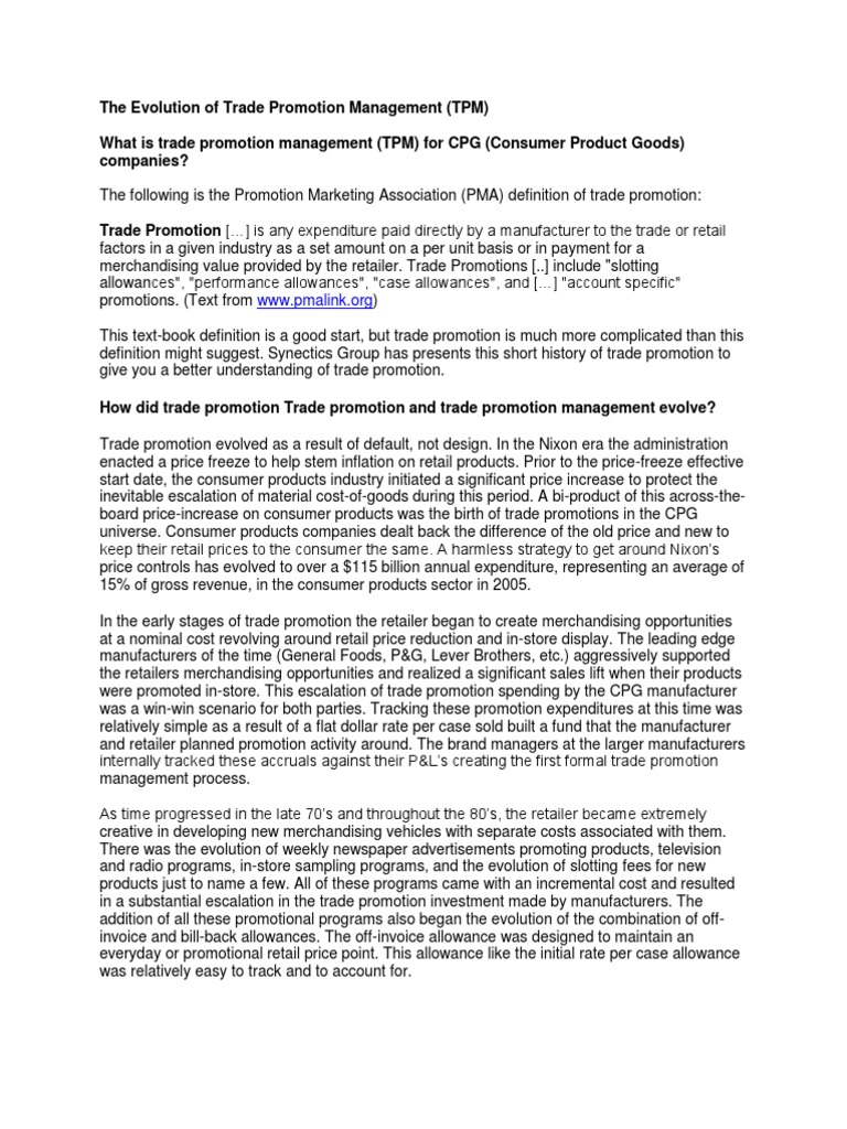 CPG Trade Promotion Evolution | PDF | Merchandising | Retail