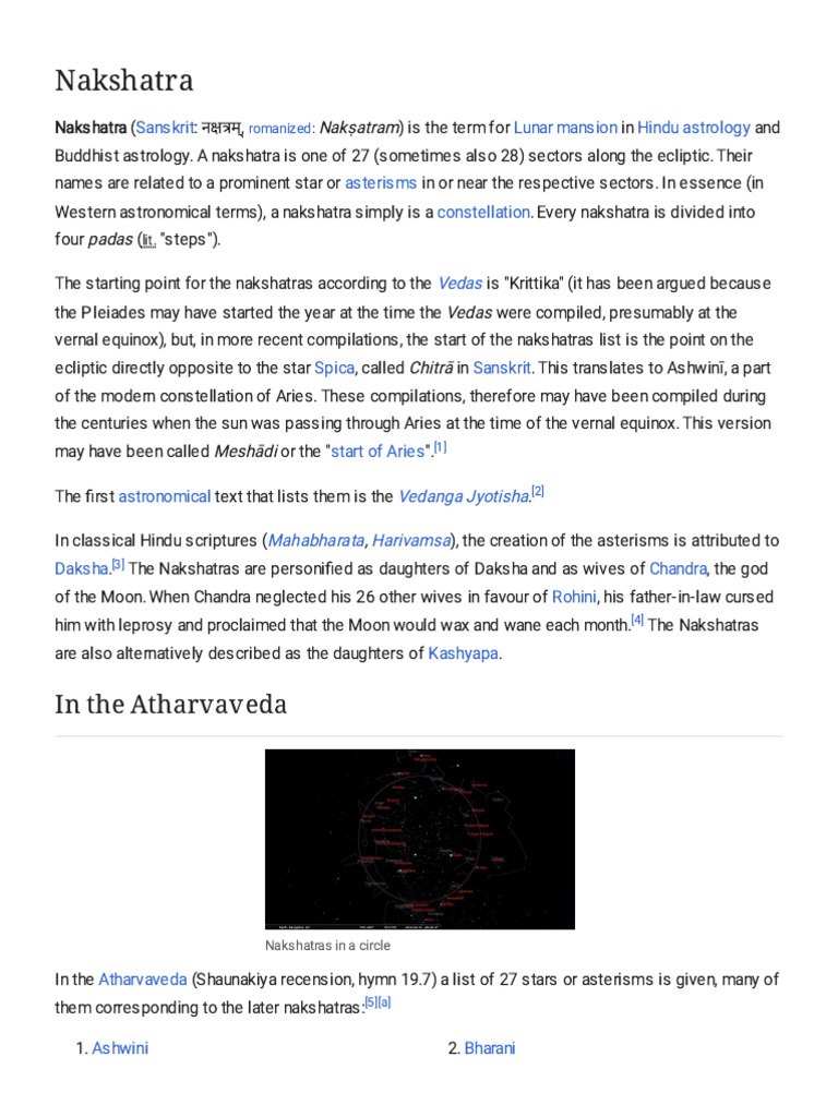 Nakshatra - Wikipedia | PDF | Technical Factors Of Astrology | Hindu ...