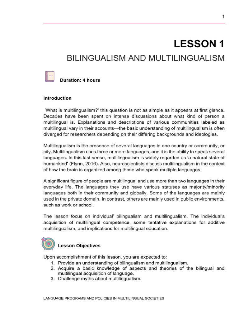 Languge Programs and Policies in Multilingual Societies Lesson 1 9 - ILIDE - INFO Platform PDF ...