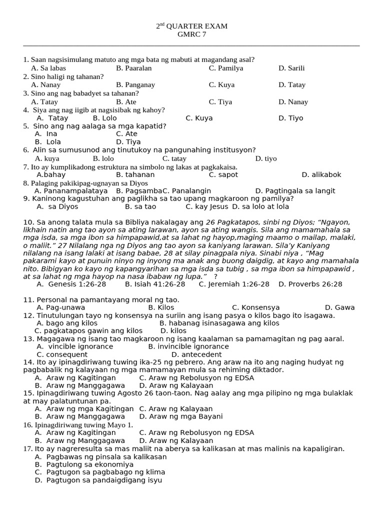gmrcTEST QUESTIONS FOR GMRC | PDF