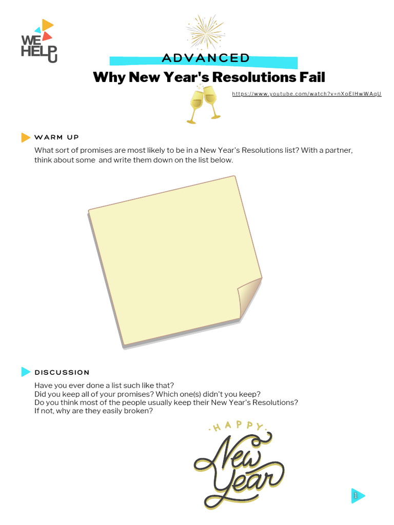 Why New Year's Resolutions Fail - Advanced - Teacher Version | PDF ...