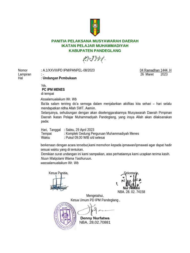 Undangan PC Ipm | PDF