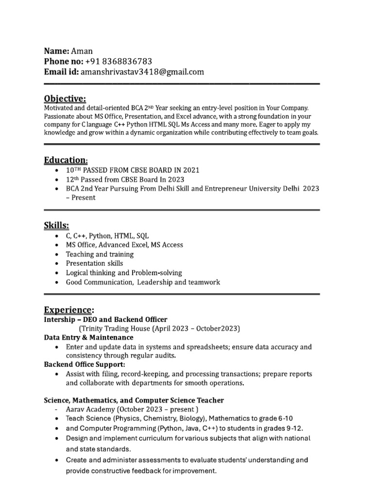 Aman Resume | PDF