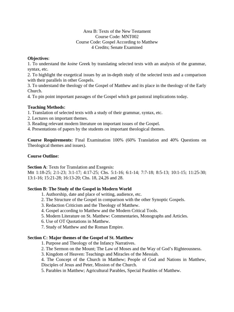 Major Themes in the Gospel of Matthew | PDF | Gospel Of Matthew | Gospels