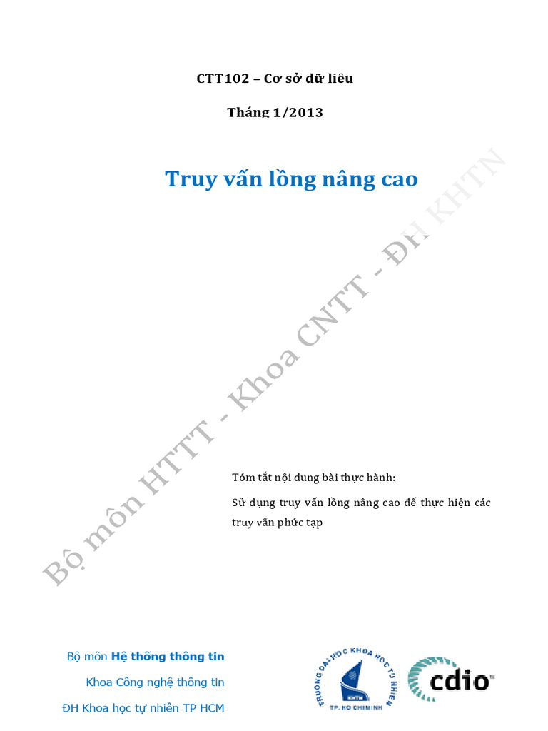CTT102-Topic06-Truy Van Long Nang Cao | PDF