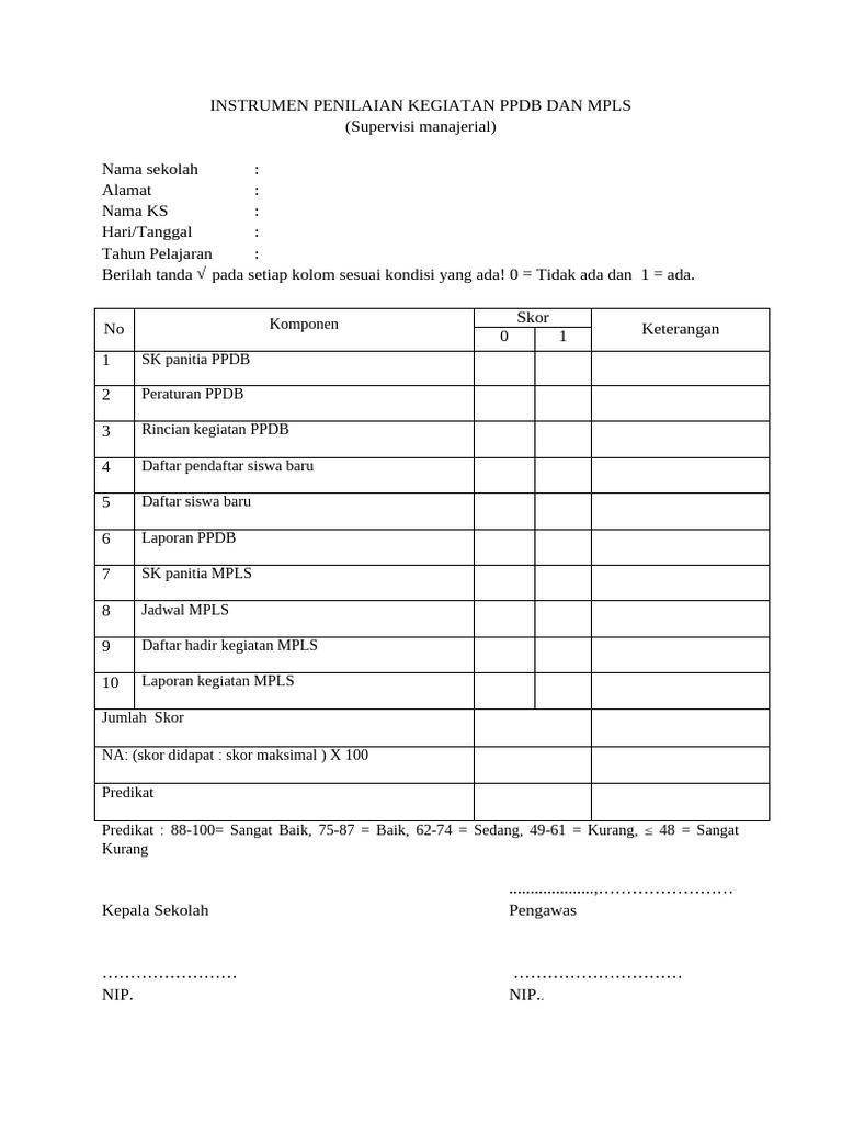 2 Instrumen PPDB Dan Mpls | PDF