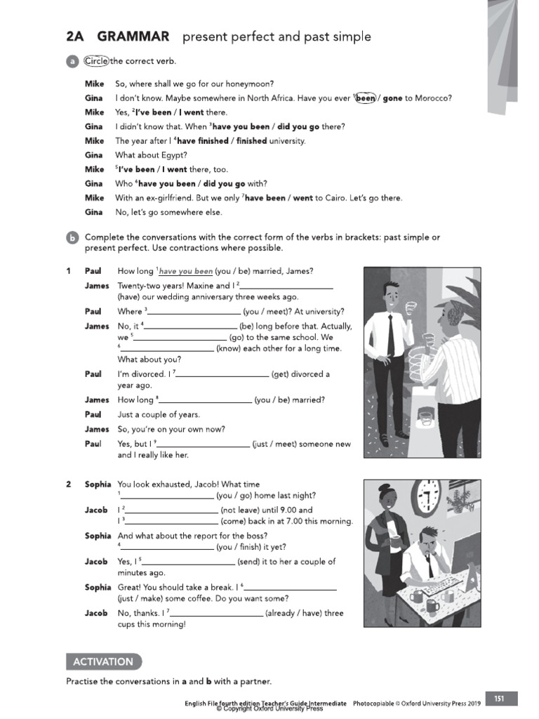 Grammar 2a - 2b English File Intermediate | PDF