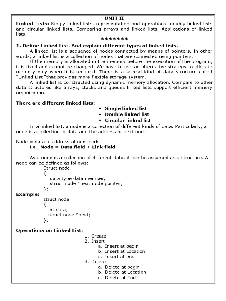 I CSE Sem-2 (R23) UNIT-2 Data Structures-1 | PDF | Pointer (Computer Programming) | Computing