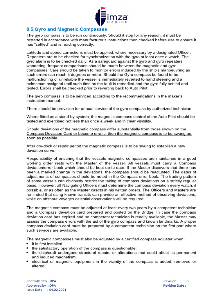 8.5.Gyro and Magnetic Compasses | PDF | Compass | Navigation