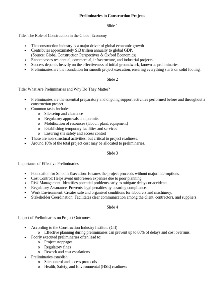 Importance of Preliminaries in Construction | PDF | Risk Management | Risk