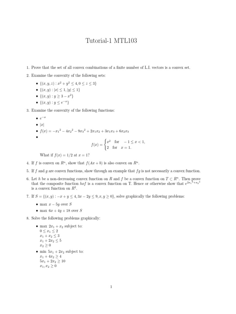 MTL103 - by Ayush Gupta | PDF | Linear Programming | Mathematical Analysis