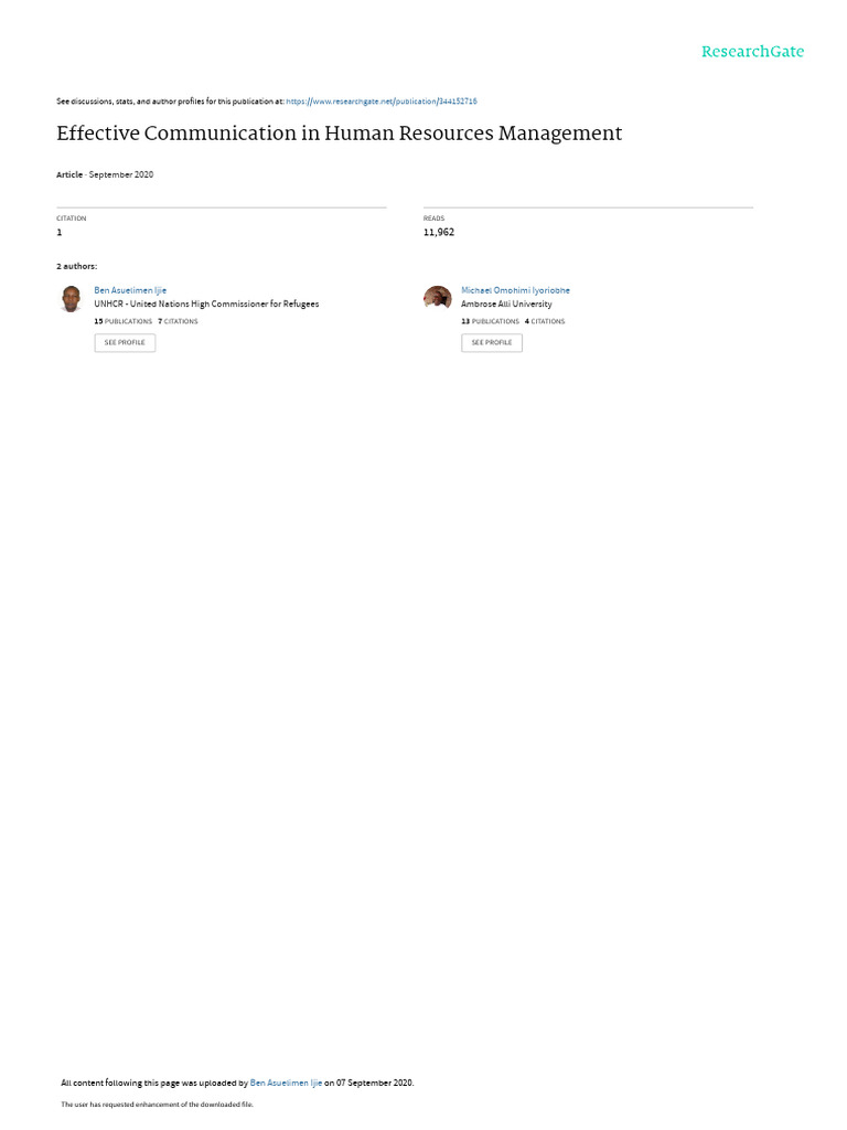 Effective Communication Inhuman Resource Management | PDF | Communication | Human Resource ...