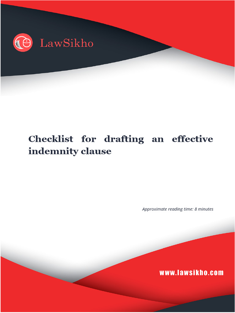 Checklist For Drafting An Effective Indemnity Clause | PDF | Indemnity ...
