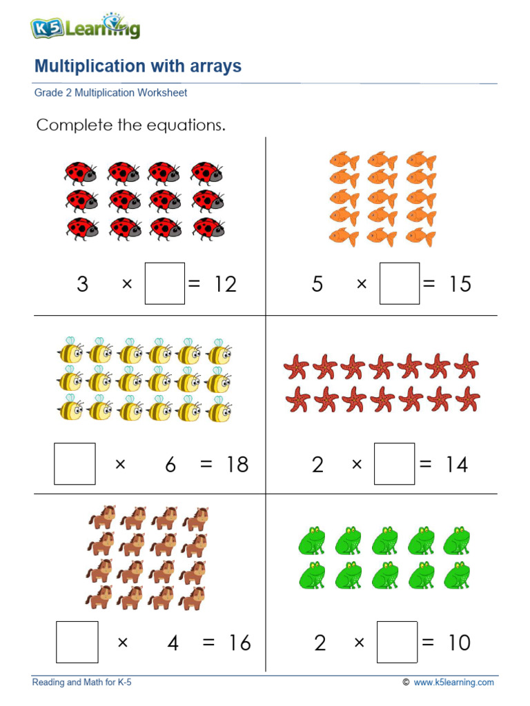 Multiplication With Arrays Worksheet 4 | PDF