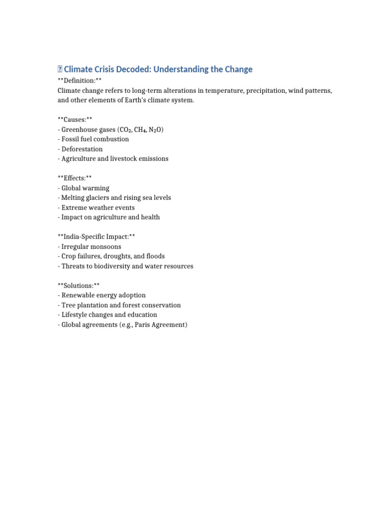Understanding Climate Change Causes & Effects | PDF