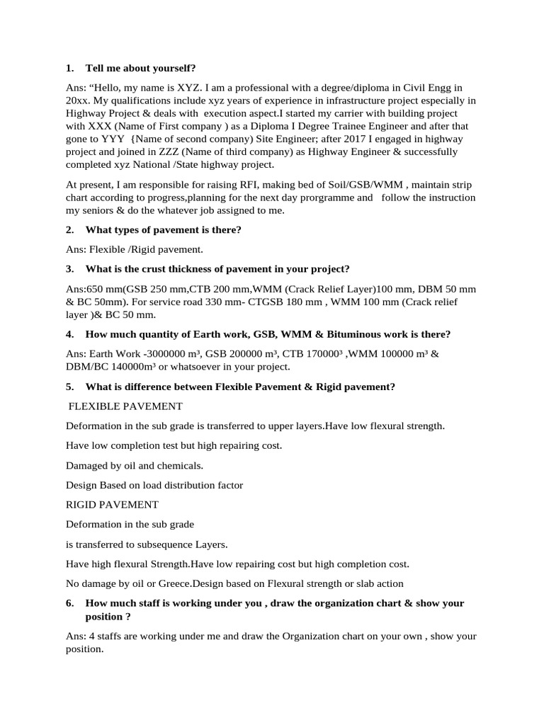 Highway Engineering Interview Insights | PDF | Road Surface | Road