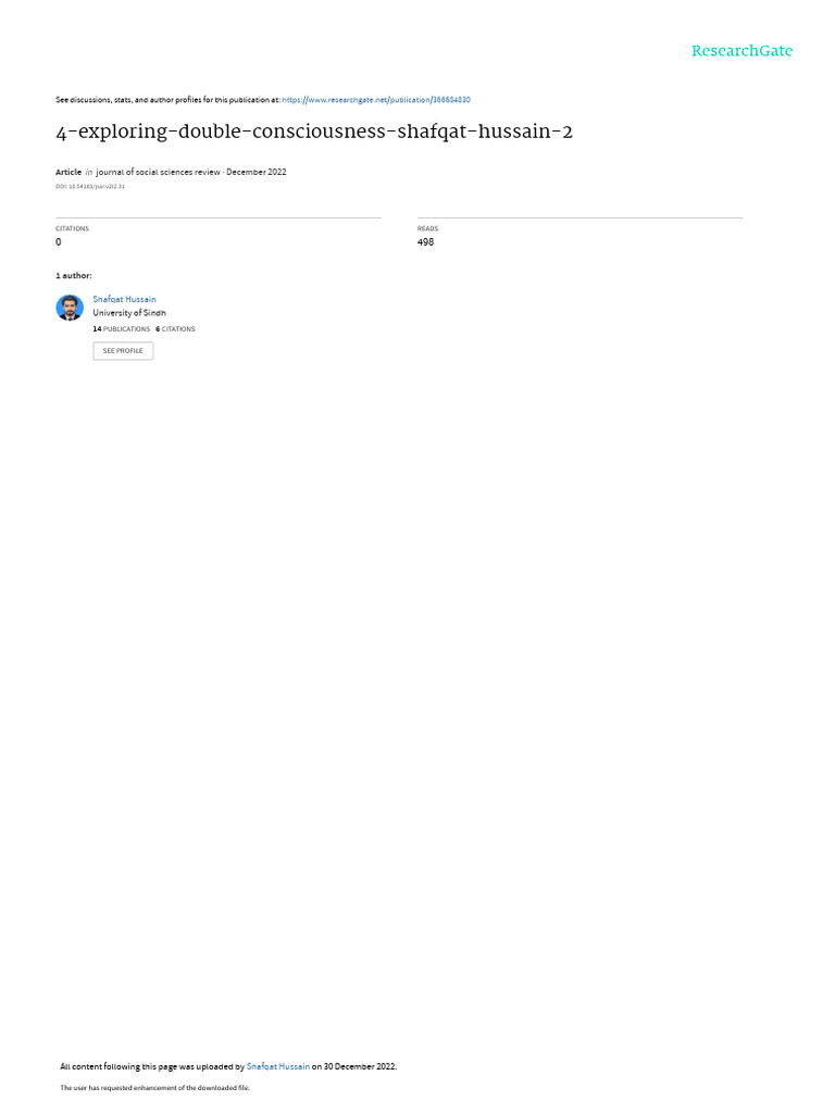 4 Exploring Double Consciousness Shafqat Hussain 2 | PDF ...