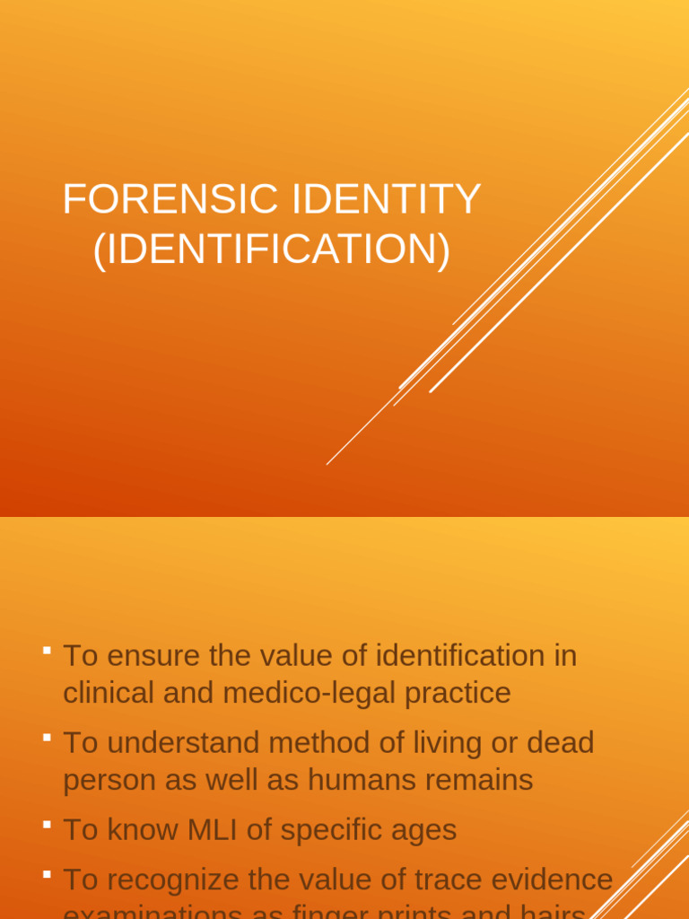 Forensic Identity (Identification) | PDF | Fingerprint | Tooth