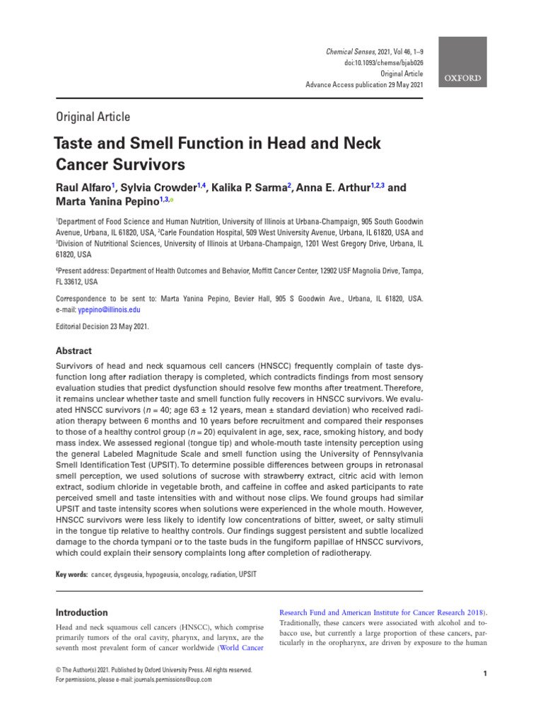 Bjab 026 | PDF | Taste | Head And Neck Cancer