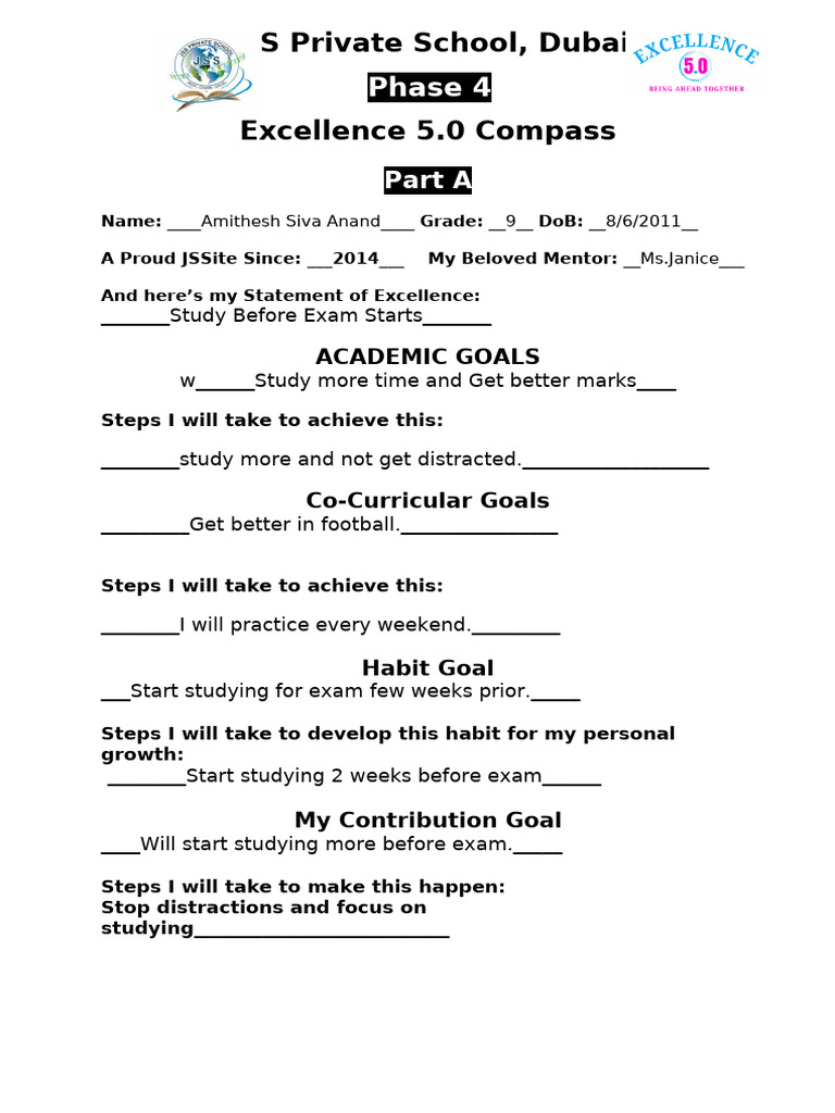 E Xcellence 5.0 Compass Tracker | PDF | Educational Assessment And ...