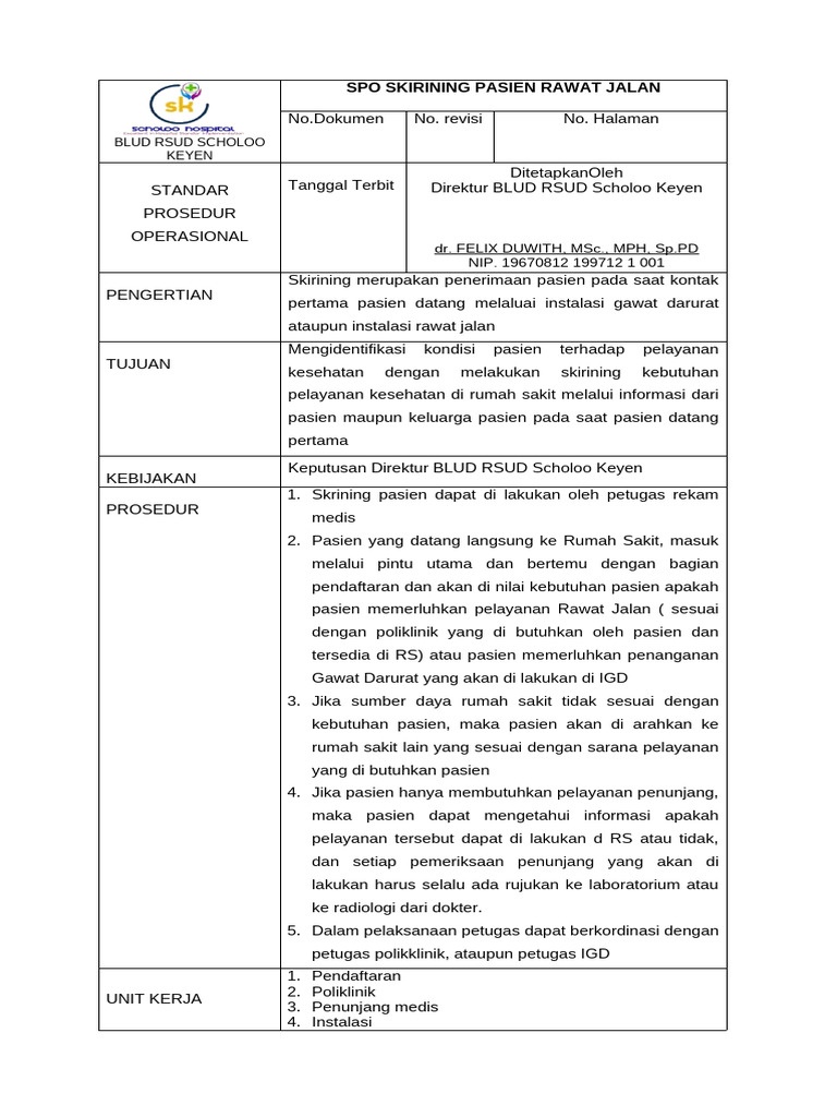 Sop Skrining PX RJ Ety | PDF