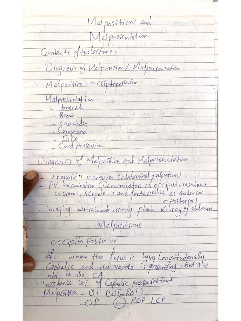 Malpresentation & Malposition | PDF