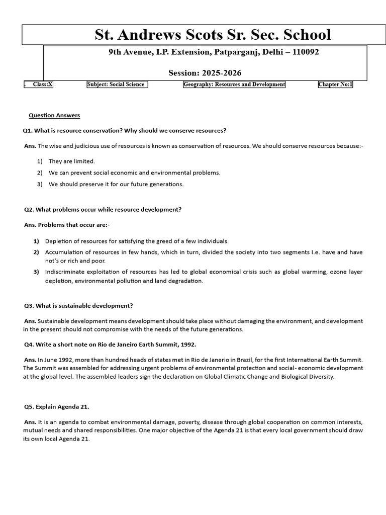 Class X Chapter - 1 Resources & Development | PDF | Soil | Rock (Geology)