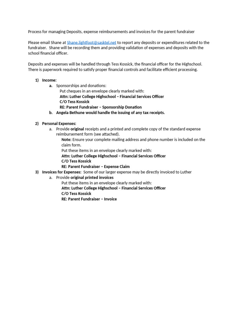Process For Managing Deposits and Expenses | PDF