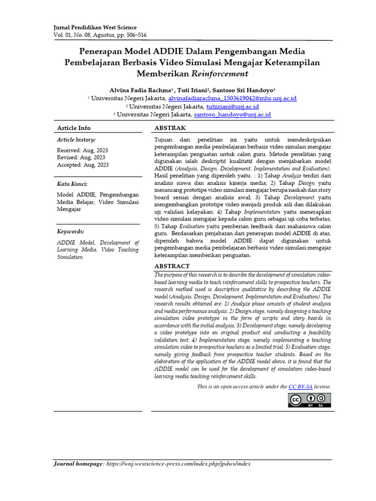 Fadia 2023 Model ADDIE | PDF