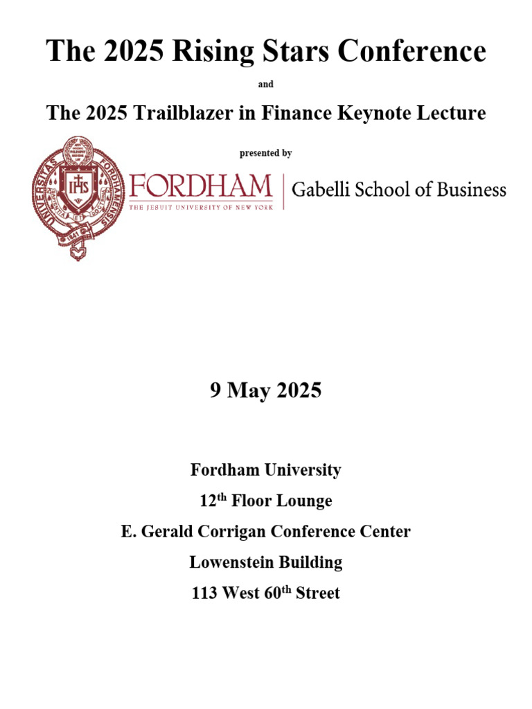 2025 Rising Stars Finance Conference | PDF | Economies