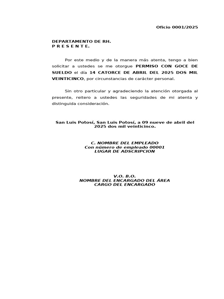Permiso Con Goce de Sueldo 2025 | PDF
