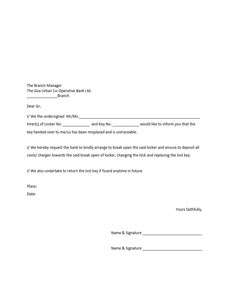 Locker Break Open Application Form | PDF