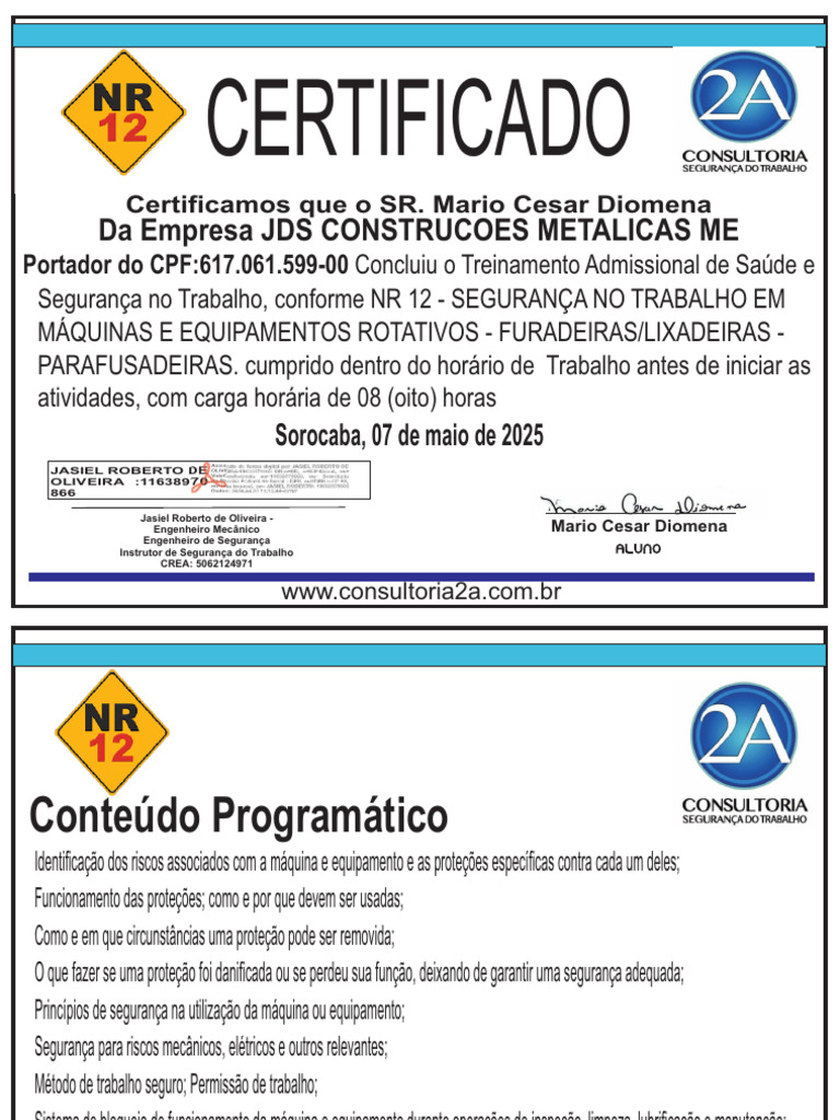 NR - 12 - Mario Cesar Diomena | PDF