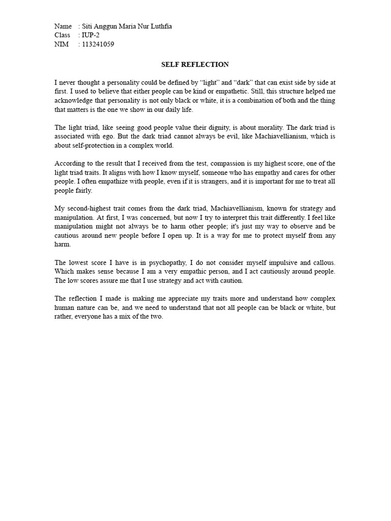 Self Reflection | PDF