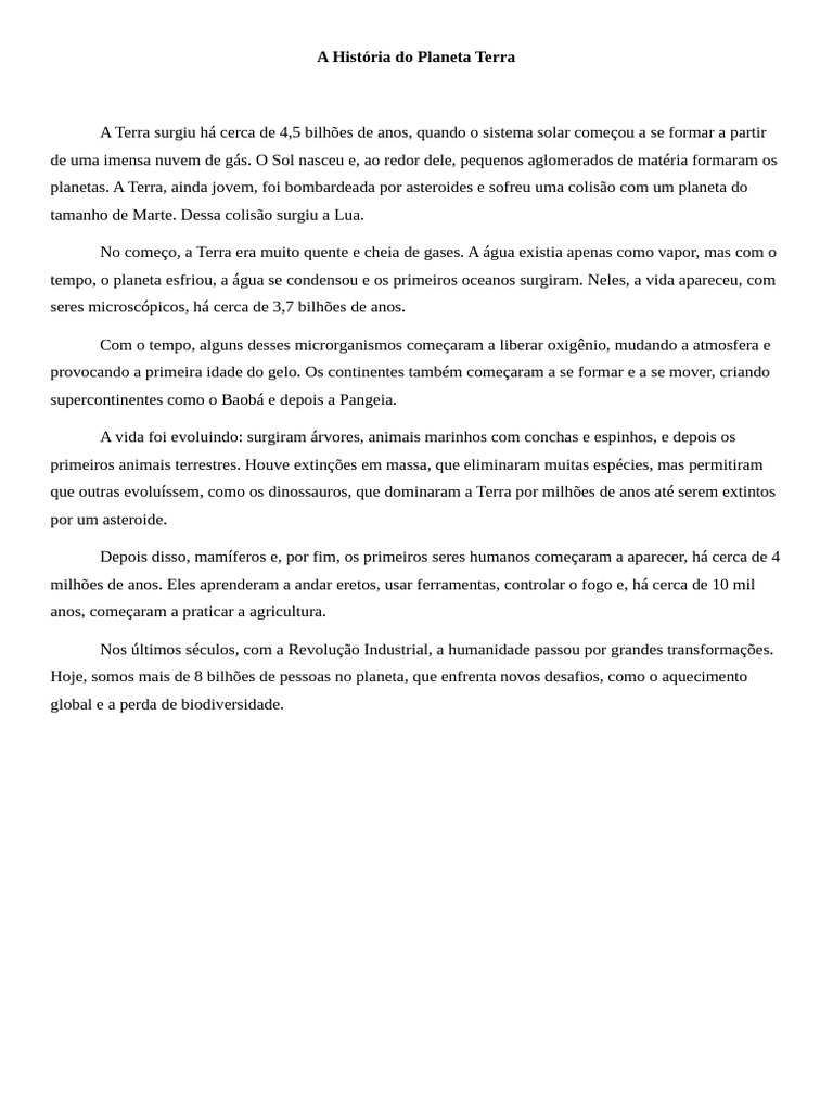 A História Do Planeta Terra 6º Ano IEE Vídeo Abril de 2025 | PDF