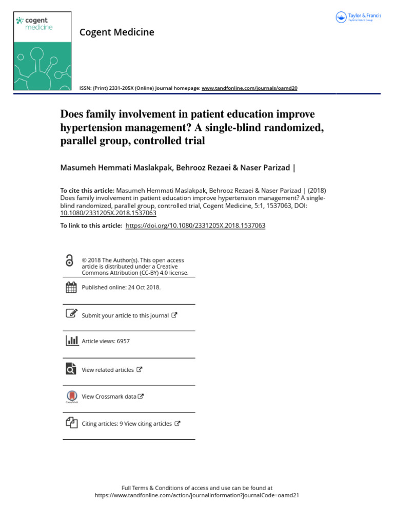 Does Family Involvement in Patient Education Improve Hypertension ...