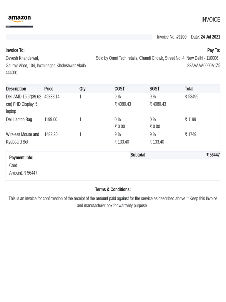 E-Commerce Invoice Template 3 | PDF