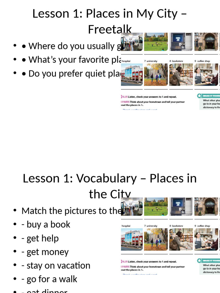 ESL Lesson Plan My City Places | PDF