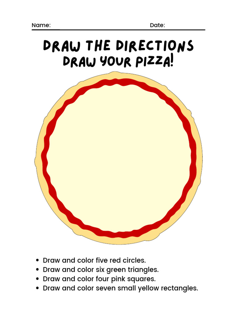 Draw The Directions Shape Pizza Drawing Prompt Worksheet | PDF