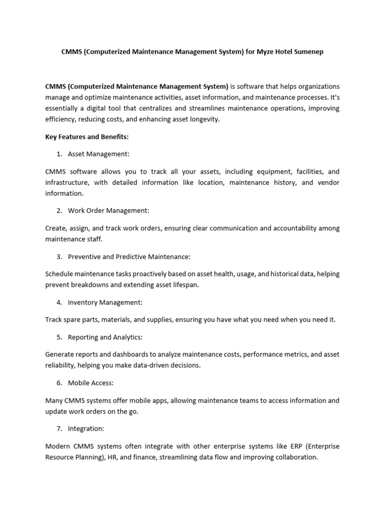 CMMS (Computeri-WPS Office | PDF | Enterprise Resource Planning | Information Technology