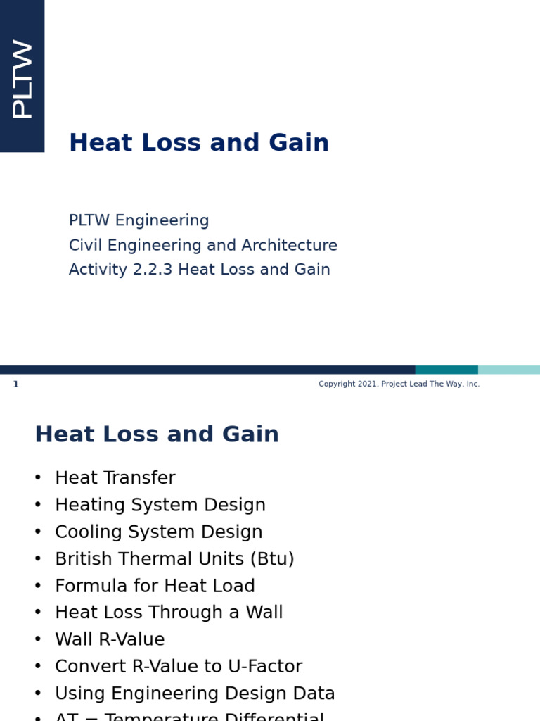Heat Loss and Gain CEA Presentation | PDF | Heat Transfer | Heat