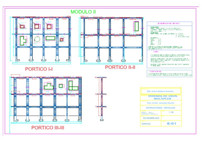 Plano Estructural de Portico ModuloIII | PDF